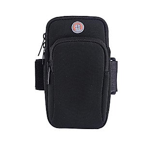 Sports Arm Bag, Water Bottle Pouch Universal Unisex Armbands Exercise Workout Running Gym Armbands Phone Holder Case with Earphone Hole for iPhone, Samsung Galaxy and LG (Black)
