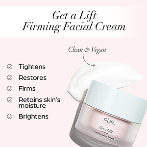 Firming Facial Cream, Get a Lift by PUR Beauty - Triple-Action Lightweight Moisturizer for Face & Neck Tightens Sagging Skin & Restores Firmness for Fine Lines & Wrinkles - Non-Greasy & Gluten Free.