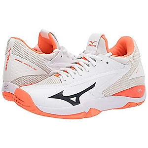 Mizuno Womens Wave Impulse Tennis Shoe , White-fiery Coral , 7.5