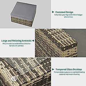 YITAHOME 5 Piece Outdoor Patio Furniture Sets, All-Weather Wicker Sectional Sofa Patio Conversation Set with Ottoman, Coffee Table and Cushions, Gray Gradient