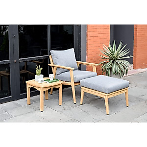 Brampton Grenoble Outdoor Armchair | Made of Durable Teak Wood with Cushions | Perfect for Patio and Backyards, Light Brown