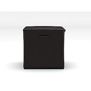 Suncast 30 Gallon Resin Outdoor Patio End Table Storage Box, Java