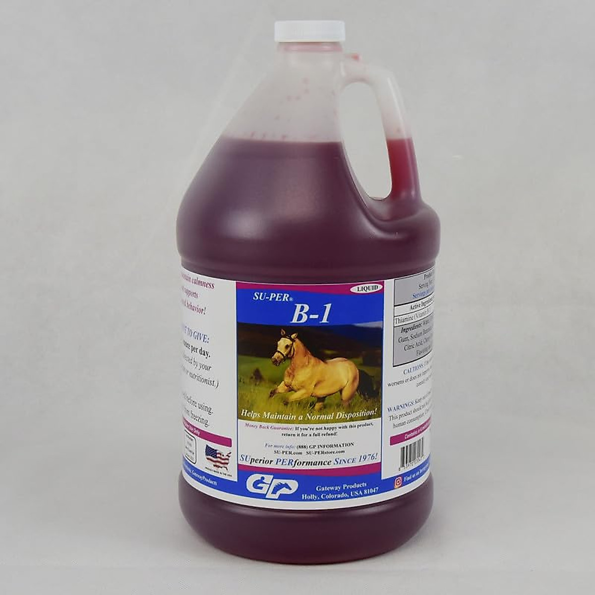 SU-PER B-1 Horse Calming Supplement - Equine Vitamin B-1 Support Horse Calmer Liquid - Appetite Booster Supplement for Horses - 1 Gallon, 4 Month Supply