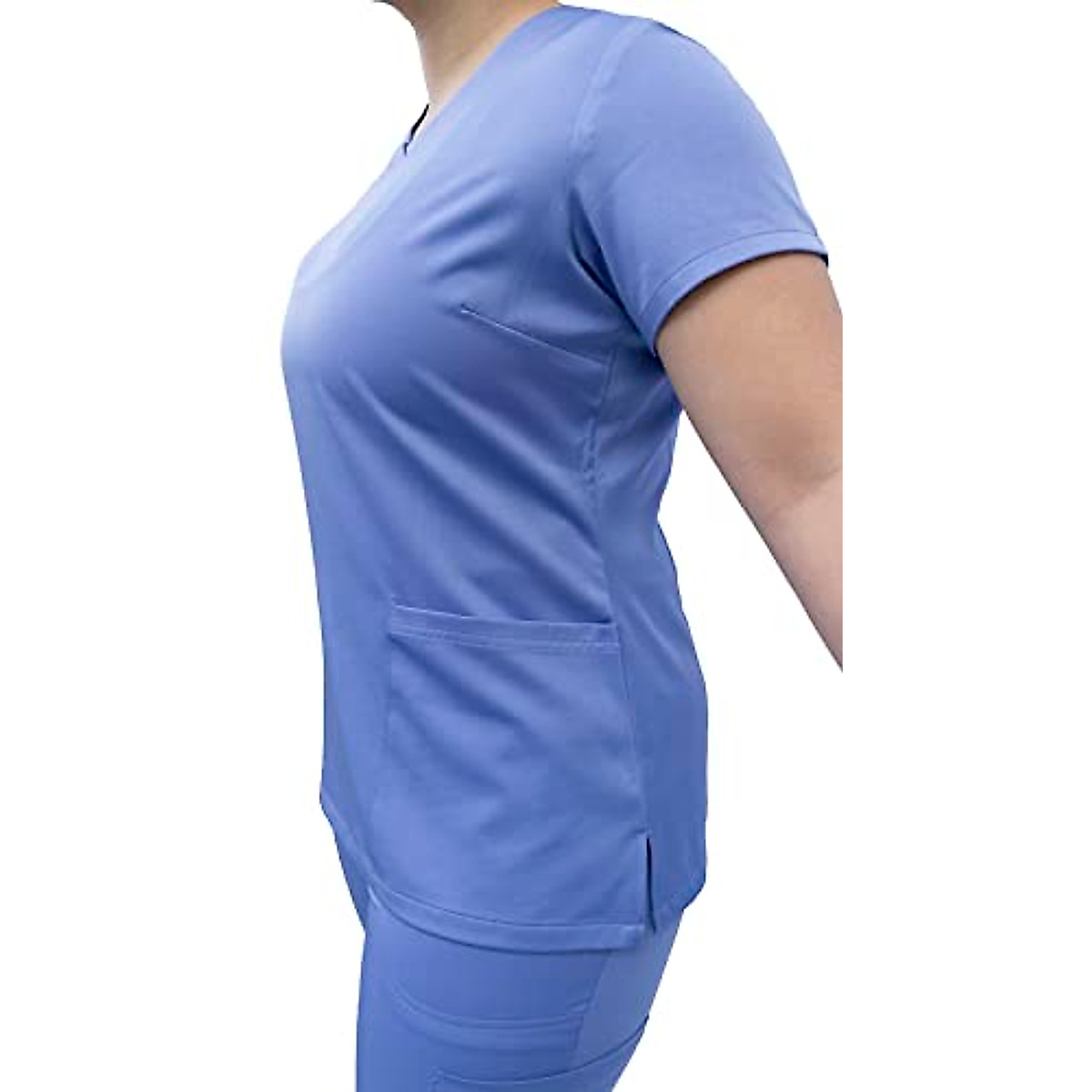 ANGIE UNIFORMS YOGAFLEX Tuck-in Top and Yoga Jogger Scrub Pants. Soft & Stretchy Tuck-in Set. (OLD BLACK, M)