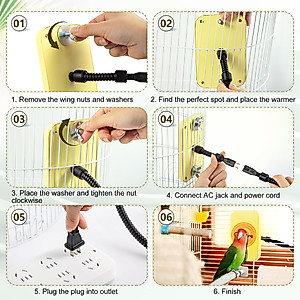 Saillong 8.5W Bird Cage Heater, Bird Warmer with Thermostatically Controlled, Bird Cage Heating Pad for Parakeets, Parrots, Exotic Pet Birds, with Anti Bite Rope, 3.7 x 5.7 x 0.5 Inches