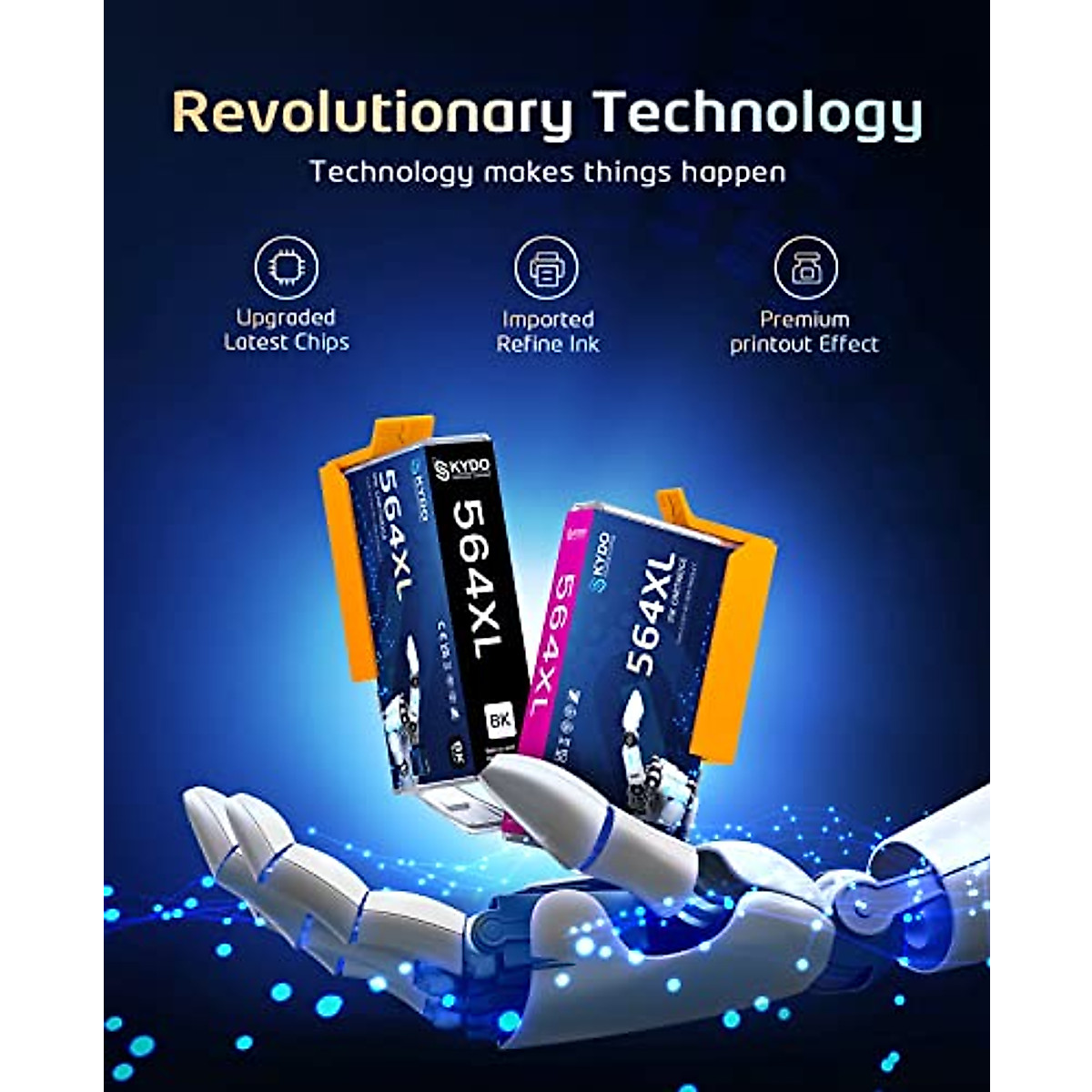 564XL Ink Cartridges for HP Printers 5-Pack Combo (2 Black, 1 Cyan, 1 Magenta, 1 Yellow) Works with Photosmart 7520 7525 5520 6520 6525 5510 6510 7510, DeskJet 3520 3522, OfficeJet 4610 4620 Printers