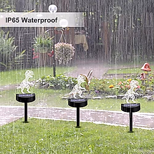 AVEKI Solar Garden Lights LED Landscape Light with 3D Dinosaur Pattern Colors Changing Night Light Auto On/Off Lawn Lights for Garden Yard Sidewalk Driveway Walkway