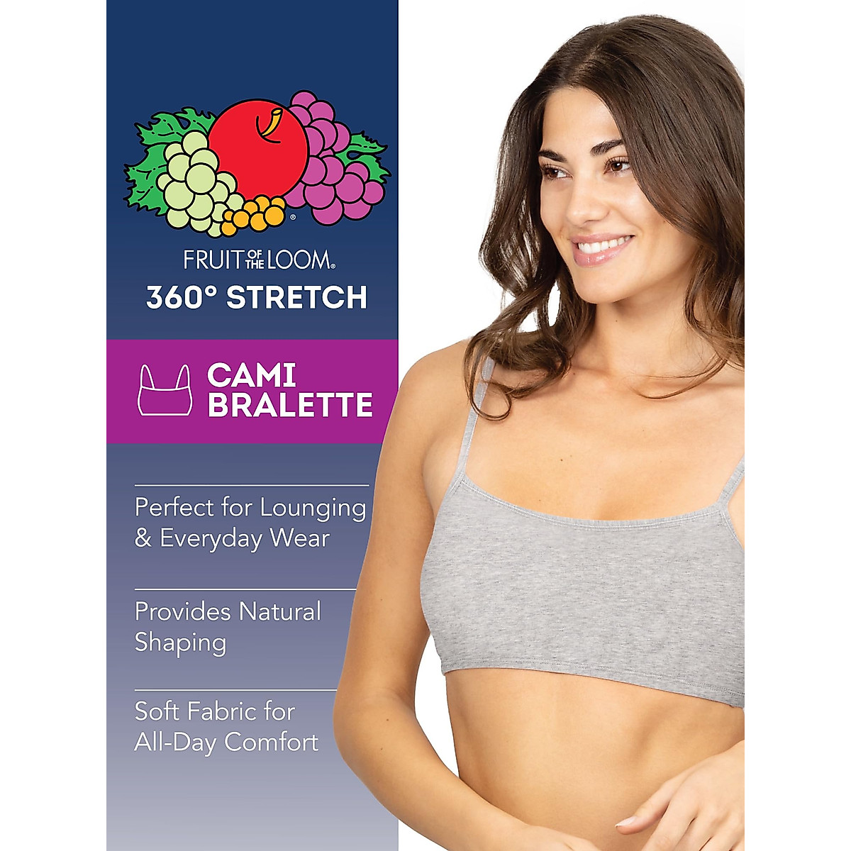 Fruit of the Loom Women's Spaghetti Strap Cotton Pullover Sports Bra Value Pack, Sand/White/Heather Grey/Black/Blushing Rose/Charcoal