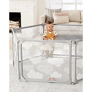 Skip Hop Expandable Baby Gate, Playview Enclosure, Silver Lining Cloud