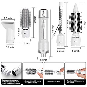 Hair Dryer Brush, Blowout Brush 5 In1 Hair Dryer, One-Step Blow Dryer Brush Volumizing Hair Straightener,3-Step Temperature Adjustment Hot Air Brush, Suitable for Thick Long and Short Hair(White)