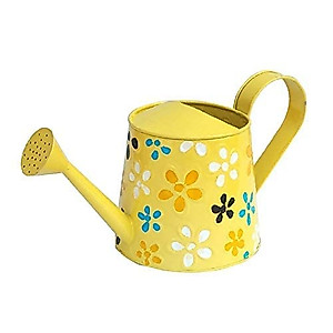 Metal Watering Can with Long Spout Indoor and Outdoor Garden Usage Watering Can for Plants Durable Water Sprayer for Home Balcony and Garden 2 L (Yellow)