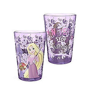 Zak Designs 14.5oz Disney Princess Nesting Tumbler Set Includes Durable Plastic Cups, Fun Drinkware is Perfect for Kids, 4pk ( Belle & Jasmine & Ariel), PYRP-0731