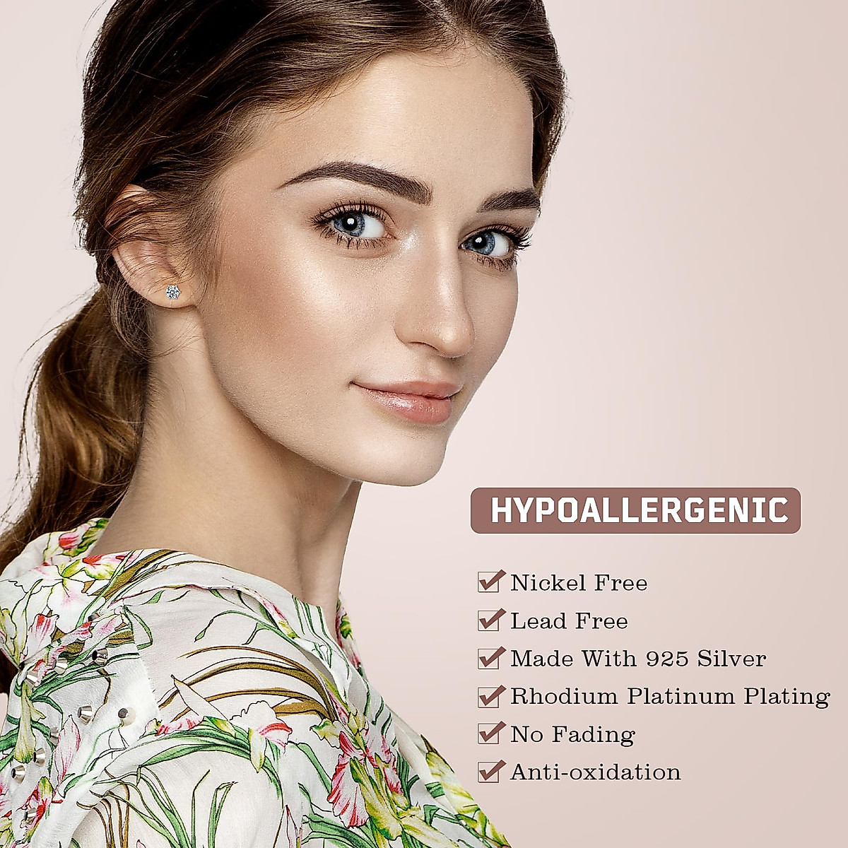 Moissanite Stud Earrings for Women Men, 1-6CT 6-Prong D Color Ideal Cut Lab Created Diamond Earrings with Certificate of Authenticity (3CT)