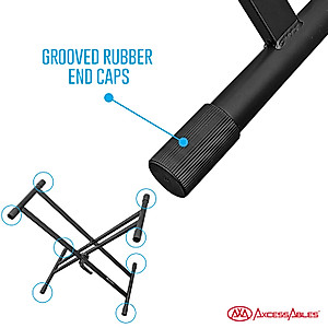 AxcessAbles Lightweight 28x16 Portable DJ Table Stand | DJ booth with Double-X Keyboard Stand | DJ Laptop and Controller Stand | Midi Keyboard Stand | Audio Mixer Stand, DJ Desk, DJ Synth Stand