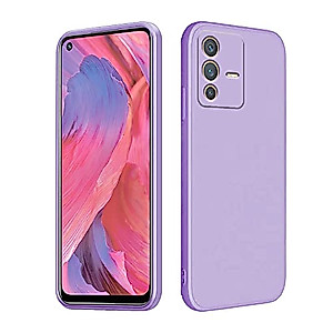Wousunly Compatible with Vivo V23 5G Case Silicone Liquid Dark Green, Soft Smooth Touch Vivo V23 5G Phone Case Silicone Shockproof Thin Cover (Vivo V23 5G, Purple)