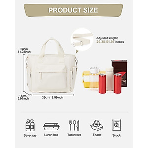 UPPACK Lunch Bag Women,Large Adult Lunch Box for Women Men,Insulated Lunch Tote Bag For Work,Fit and Fresh Lunch Bags Loncheras Para Mujer With Shoulder Strap Water Bottle Holder Beige