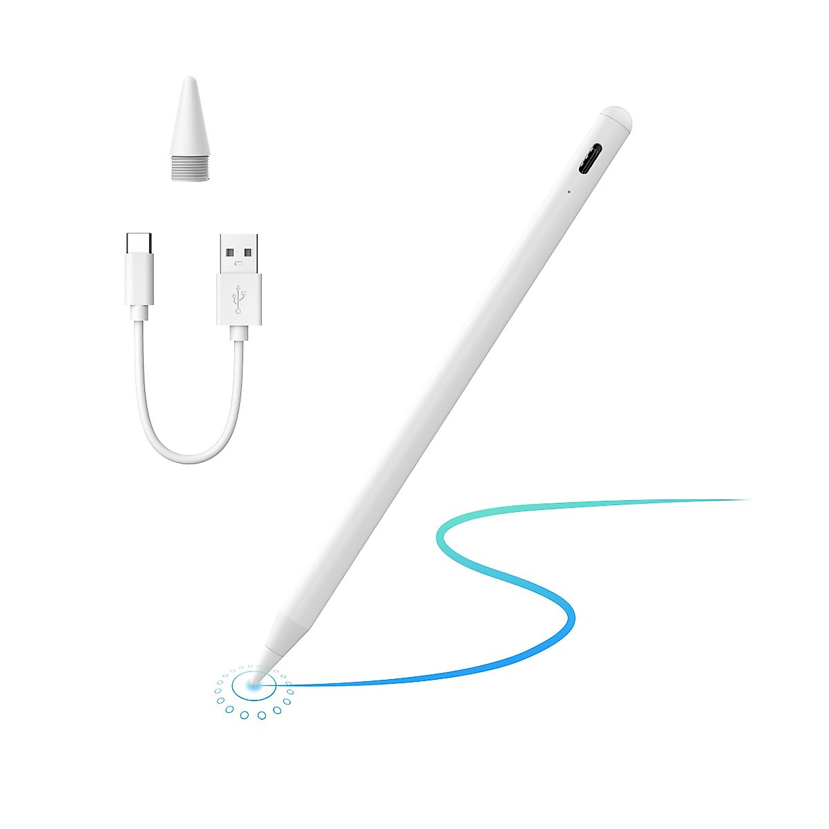 Bluetooth Stylus Pen Fit for Pro 12.9-inch (5th Generation) 2021 Model A2378 A2461 A2379 A2462 with Camera Shutter Remote Control, Tilt Sensitive, Battery Level Display, Palm Rejection Pencil