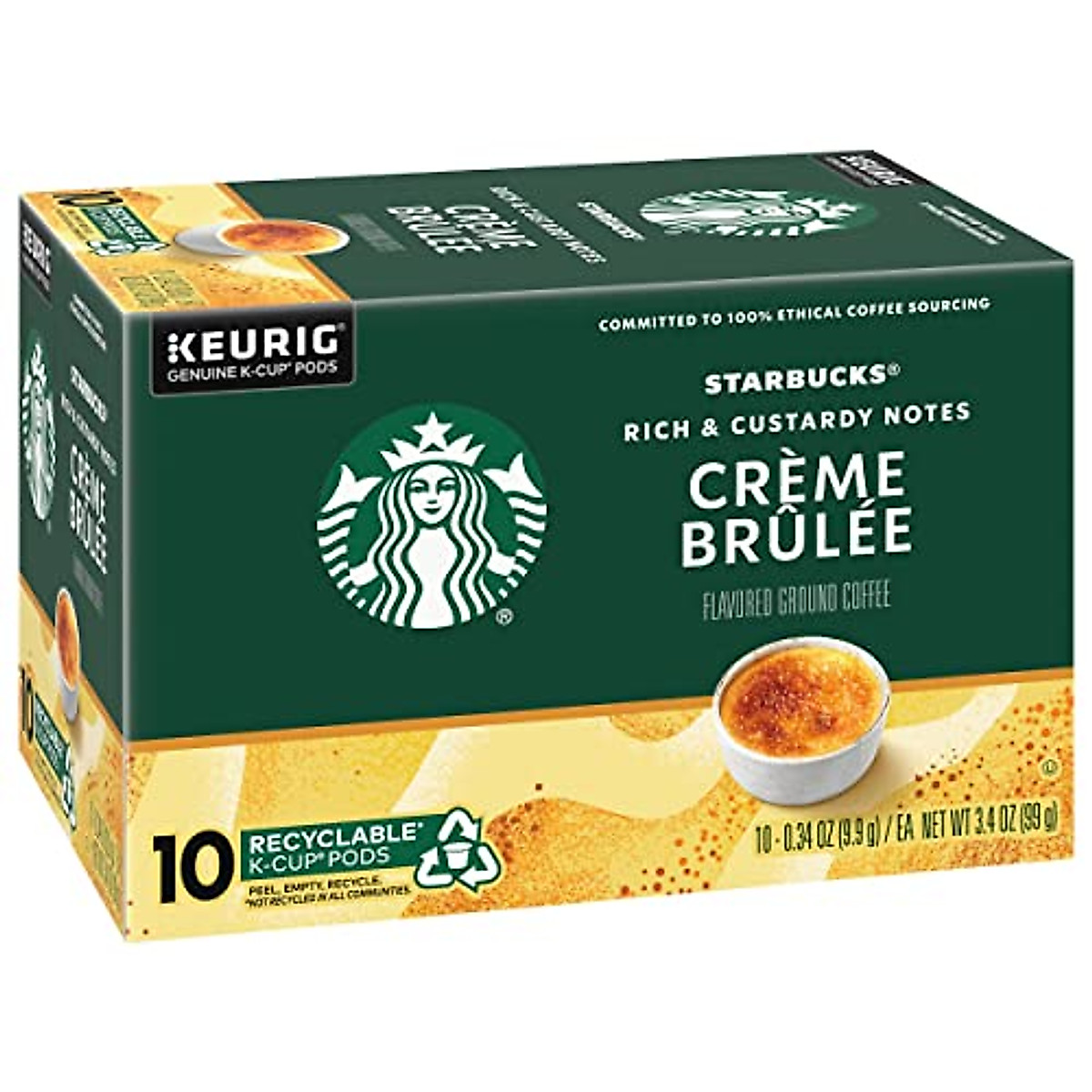 Starbucks Crème Brulée Flavored Blonde Roast Single Cup Coffee for Keurig Brewers, 10 Count - Pack of 2