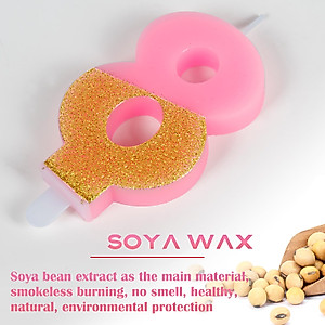 Hongplus Pink Glitter 1st Birthday Candles, Number 1 Candle, Cakes Candle, Candles for Cake, Happy 1st Birthday Cake Topper Decorations for Girls First Birthday Anniversary Wedding Party