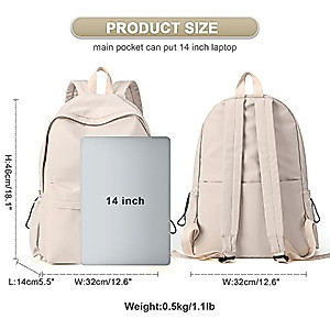 UPPACK Backpack Lightweight bag Waterproof college backpack for cute Aesthetic backpack Casual Daypack for Men Women(Beige)
