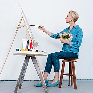 VISWIN 19"-26" H Wooden Adjustable Height Stool, Beech Wood Artist Stool for Drafting Table, Painting Stool for Artists, Adults, Wood Chair for Bar, Kitchen, Home Use, Office, Studio