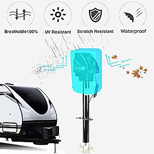 Softclub Electric Tongue Jack Cover, Heavy Duty 600D Oxford Fabric Waterproof Tongue Cover for RV/Camper/Travel Trailer/Plug Protector，Universal Electric Power Tongue Jack Cover (10''Lx5''Wx14 H)