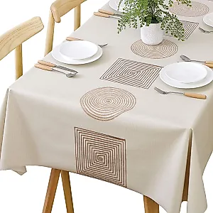 Yofori Table Cloth for Square Table Heavy Duty Vinyl Tablecloth Square Waterproof Plastic Tablecloth Wipeable Outdoor PVC Table Cover for Picnic(54x54 inch, Geometry)