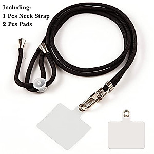 Transparent Patch Phone Neck Strap Compatible with Most Smart phones, for iPhone Lanyard Adjustable Mobile Phone Strap Black