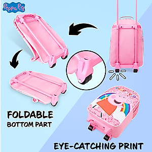 Peppa Pig Kids Suitcase for Girls Foldable Trolley Hand Luggage Bag Carry On Travel Bag with Wheels Cabin Bag Wheeled Bag with Handle Trolley Suitcase for Kids