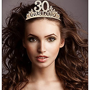 FASOTY 30th Birthday Decorations for Women,30th Birthday Sash,30th Birthday Crown,30th Birthday Tiara,Birthday Crowns for Women 30 and Fabulous,Happy 30th Birthday Gifts for Her