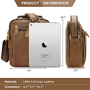 Jack&Chris Leather Messenger Bag for Men, Man Purse Crossbody Bags for Work Business, Brown