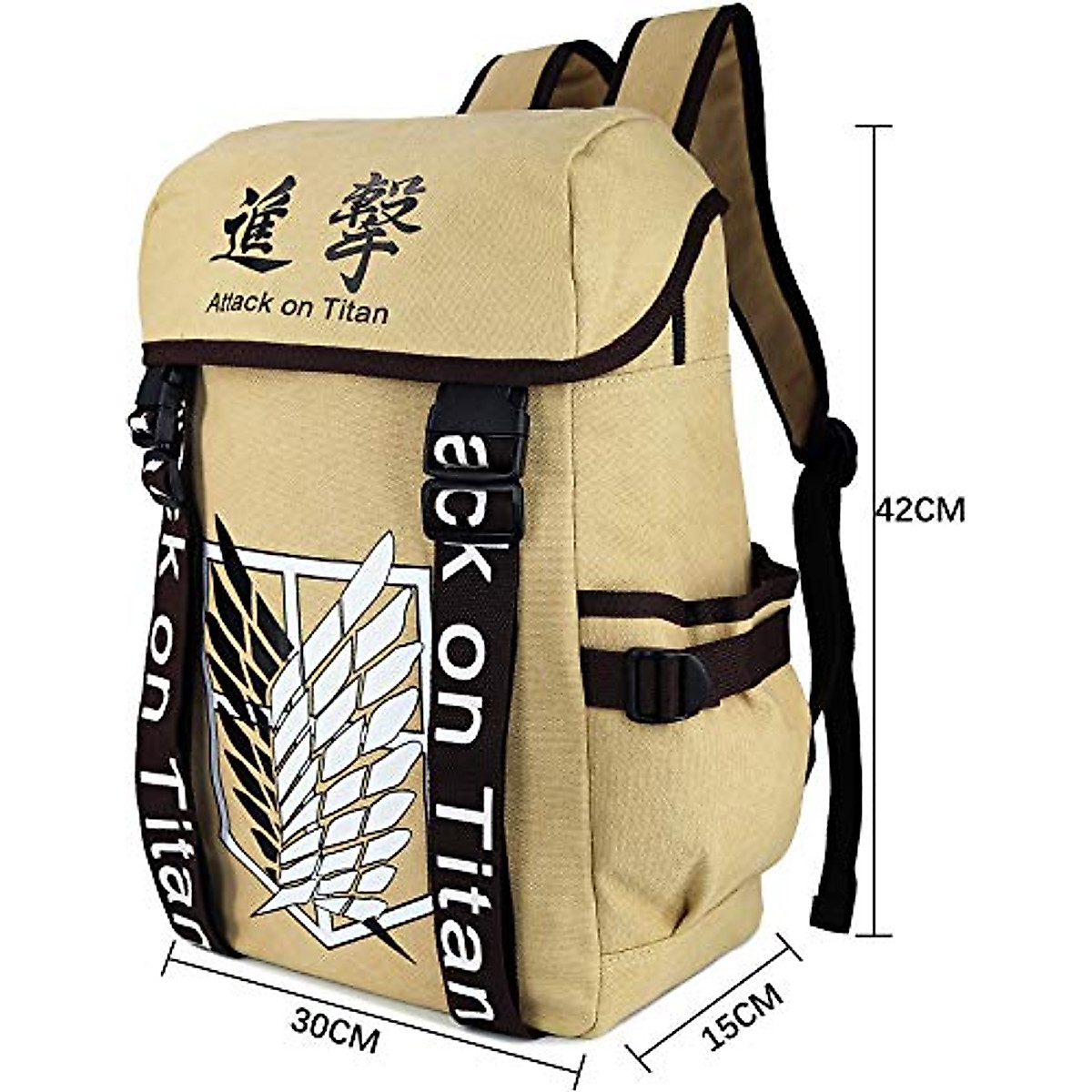 Roffatide Anime Attack On Titan Backpack Wings of Freedom Knapsack Canvas Backpack Printed Flap Bookbag