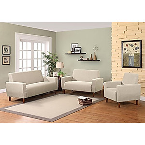 Container Furniture Direct Stiletto Linen Upholstered Mid-Century Modern Sofa, 70.1", Beige