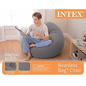 Intex Inflatable Contoured Corduroy Beanless Bag Lounge Chair, Gray (2 Pack)