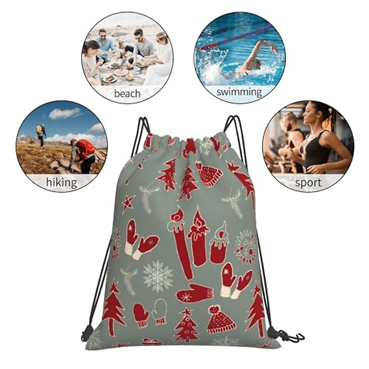 Delhiponics Red Decorative Elements Drawstring Backpack Waterproof Gym Sports Trave String Bag Adjustable Lightweight Drawstring Bag Sports Dance Sackpack