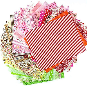 Bluelans 50pcs 4" x 4" (10cm x 10cm) Top Cotton Craft Fabric Bundle Squares Patchwork DIY Sewing Scrapbooking Quilting Floral Dot Pattern Artcraft 30pcs Mix Color