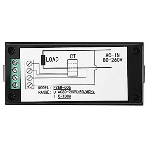 Oumefar Digital AC 80 260V 100A High Precision Current Voltage Watt KWh Time Panel Meter Voltmeter + CT Electric Gauge Accuracy Volt Monitor with LCD Backlight Display