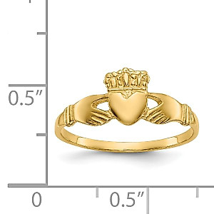 14K Yellow Gold Heart Love Irish Claddagh Celtic Ring Jewelry Size 6.00