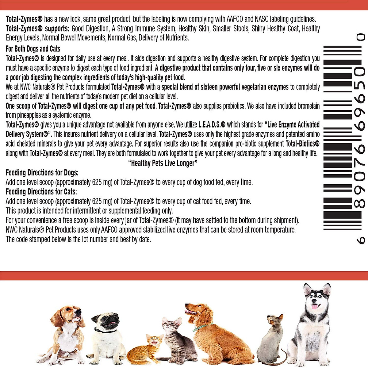NWC Naturals - Total-Zymes- Digestive Enzymes for Dogs and Cats - Treats 365 Cups of Pet Food