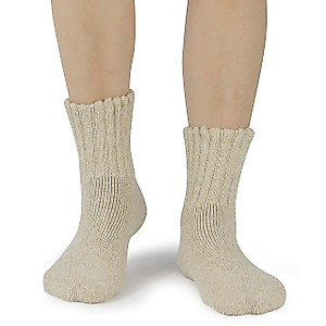 BenSorts Women Winter Solid Socks Thick Warm Wool Socks Cozy Crew Socks for Women Black White Gray Beige Brown 5 Pairs Pack