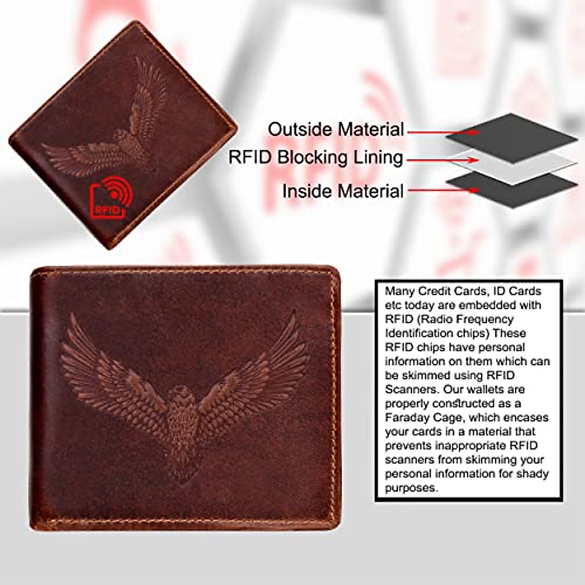 URBAN FOREST Zeus Leather Wallet & Accessory Set for Men, Caramel Brown, Casual