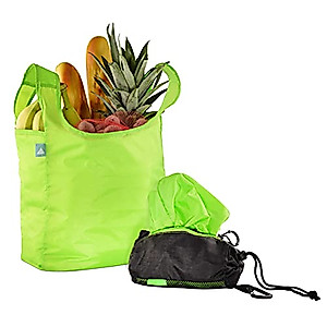 Reusable Grocery Bag - 5 Pack Green Reusable Shopping Bags with Pouch, Compact Travel Shopping Totes, Super Strong Shopping Bags, Foldable & Washable, Lightweight Ripstop Nylon for Groceries and Produce