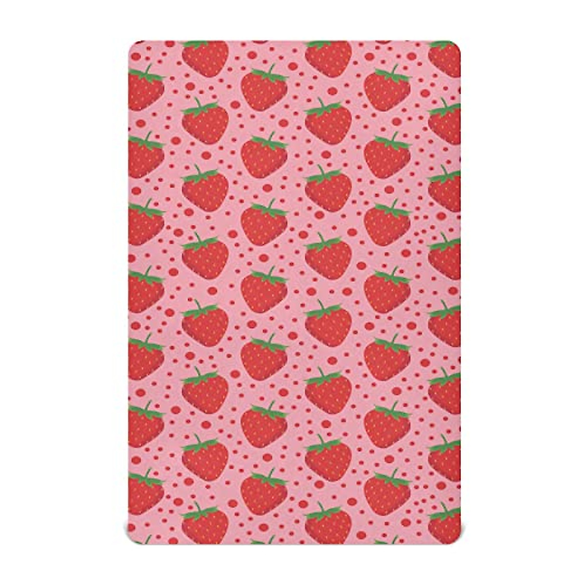 Kigai Strawberry with Dots Fitted Crib Sheet for Girls and Boys, Soft Breathable for Standard Crib & Toddler Bed Mattress, 27 x 39 in