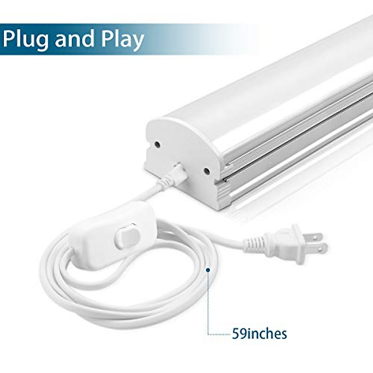 (Pack of 2) Barrina 4ft 45 Watt Extendable Utility LED Shop Light Workbench Light 6500K Super Bright White 4500lm 300W Equivalent Built-in ON/Off Switch Frosted Linear LED Light Bar