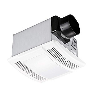 Tech Drive Very-Quiet 90 CFM, 1.5 Sone Bathroom Ventilation and Exhaust Fan With LED light 3000K 1100LM,Ceiling Mounted Fan,Easy to Install,White Plastic Grille