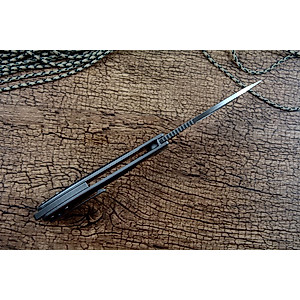 twosun D2 Satin Blade TC4 Titanium Carbon Fiber Handle Folding Hunting Knife TS388