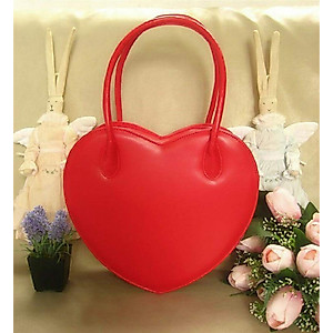 GK-O Fashion Women Heart Shaped Bag Lolita Handbag Clutch Purse Wallet PU Handbag (Red)