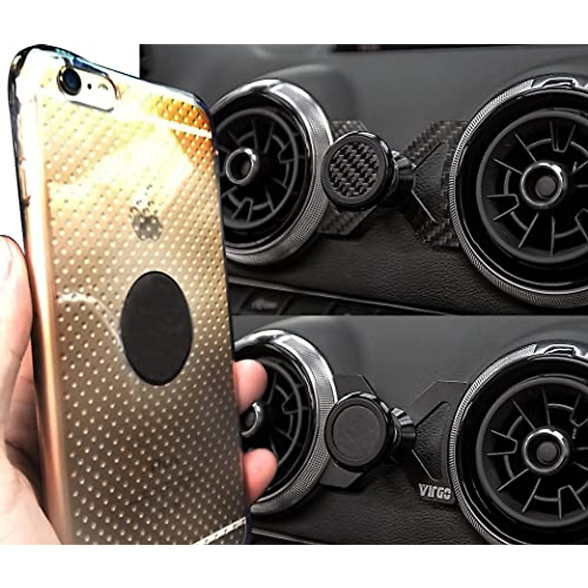 HIWEIS Car Special Mobile Phone Holder Air Outlet Installation, car Magnetic Mobile Phone Holder, Suitable for 2014-2020 A3/S3/RS3 8V(Black)