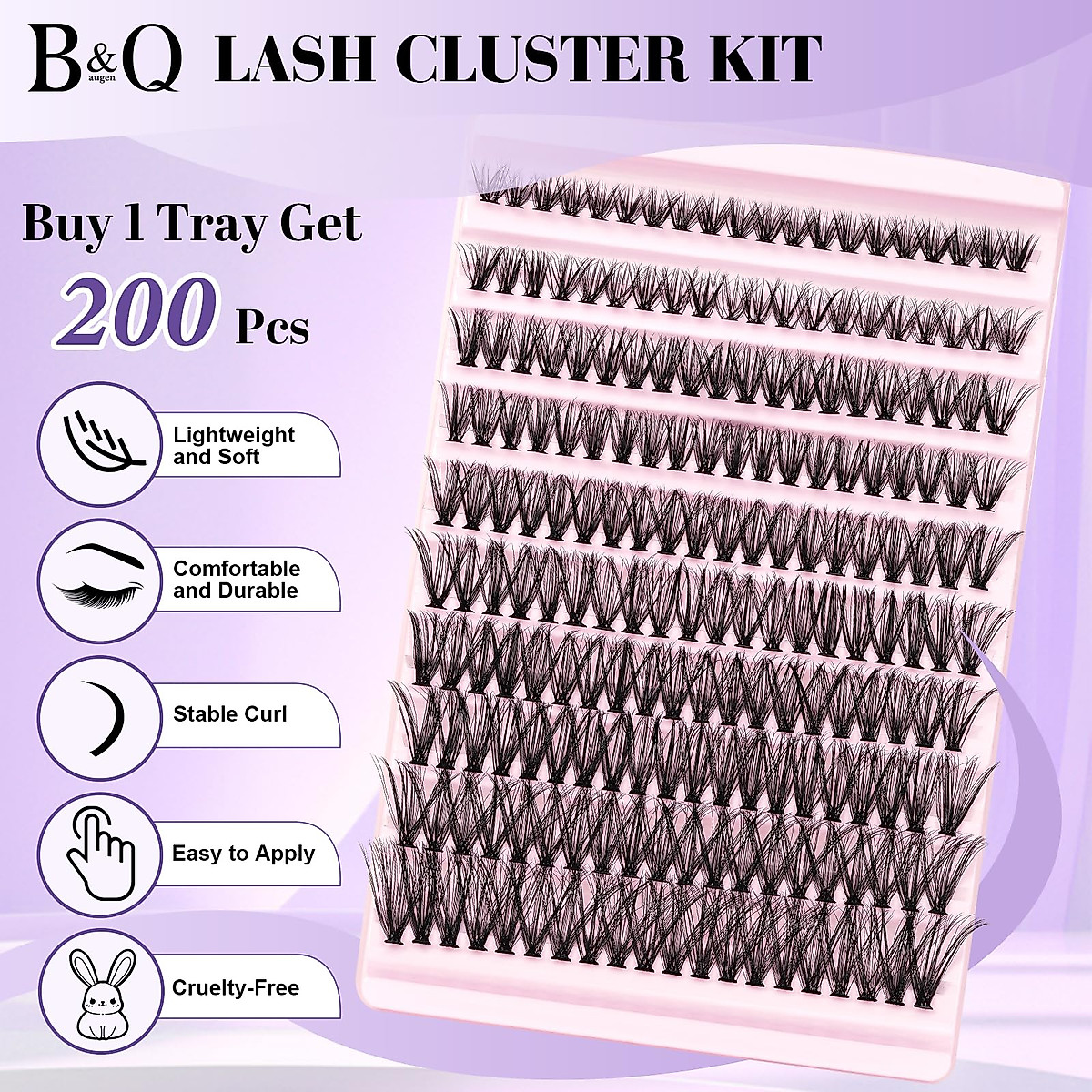 DIY Lash Extension Kit Individual Eyelash Extension Kit B&Q D Curl Cluster Lashes Individual Eyelashes with Lash Bond and Seal, Lash Applicator Tool DIY Lash Extensions at Home (Kit,40D-0.07D-8-18mix)