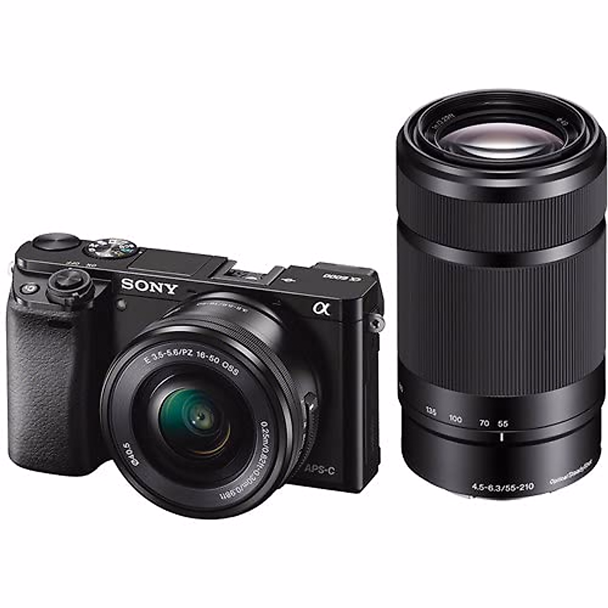 Sony Alpha a6000 Mirrorless Digital Camera with 16-50mm + 55-210mm Lenses with 64GB Memory Card -International Model